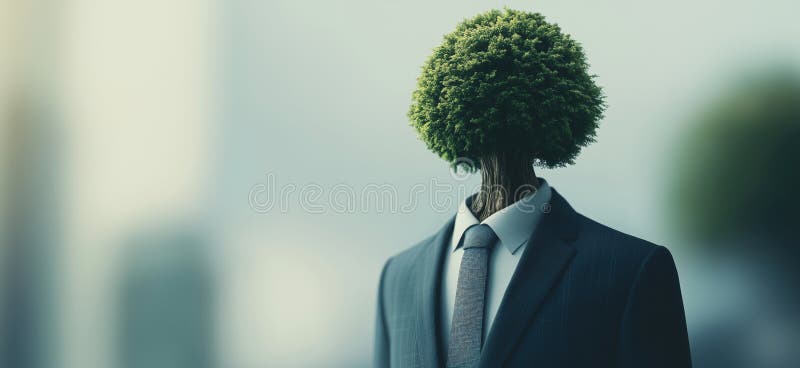 Human Figure with Tree Head in Business Suit Symbolizing Environmental ...