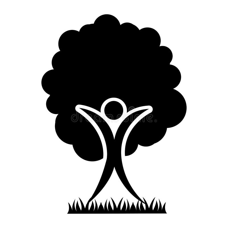 Human Figure with Tree Plant Ecological Icon Stock Vector ...