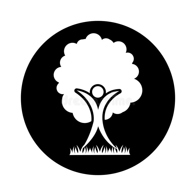 Human Figure with Tree Plant Ecological Icon Stock Vector ...