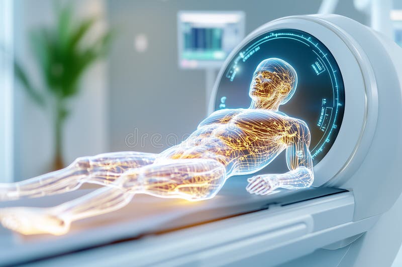 Human Figure Undergoing Advanced Imaging Scan Revealing Anatomical ...
