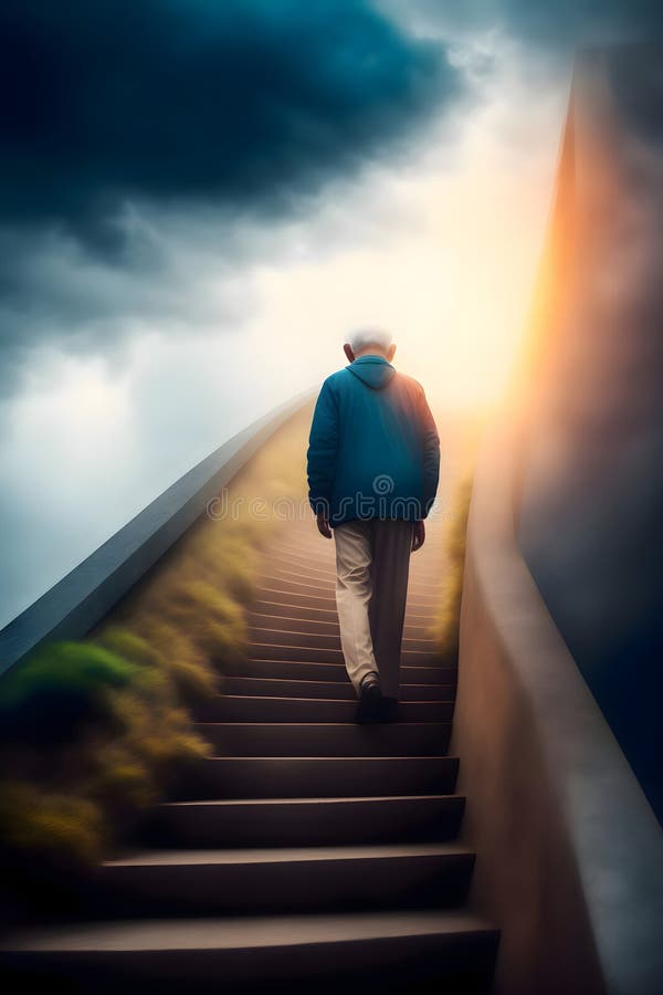 The Human Figures Ascend a Stairway of Clouds To Reach the Heaven ...