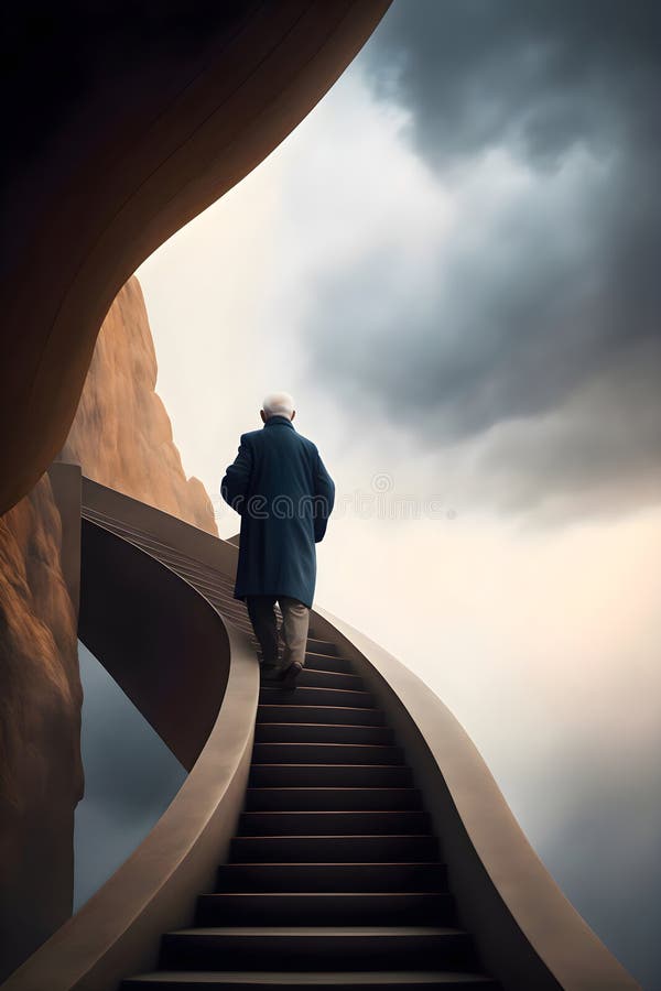 The Human Figures Ascend a Stairway of Clouds To Reach the Heaven ...