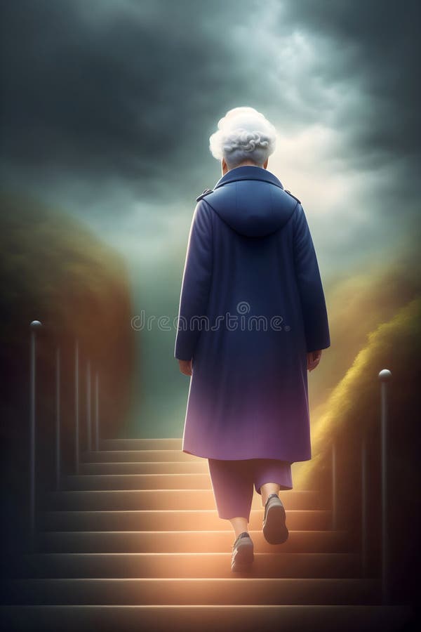 The Human Figures Ascend a Stairway of Clouds To Reach the Heaven ...