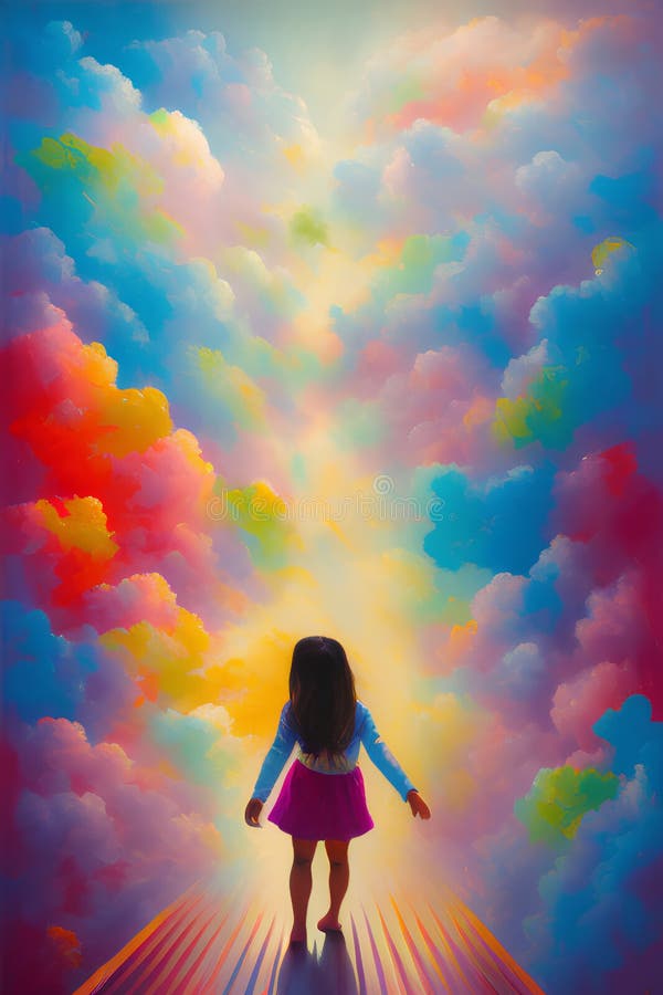 The Human Figures Ascend a Stairway of Clouds To Reach the Heaven ...