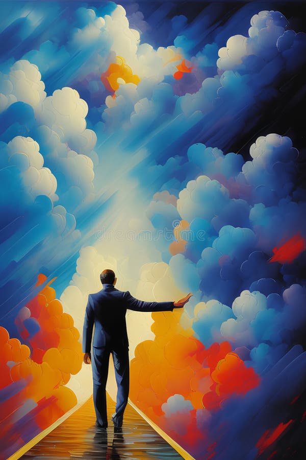 The Human Figures Ascend a Stairway of Clouds To Reach the Heaven ...