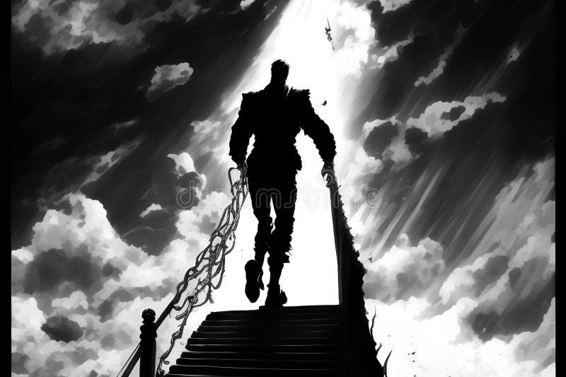 The Human Figures Ascend a Stairway of Clouds To Reach the Heaven ...