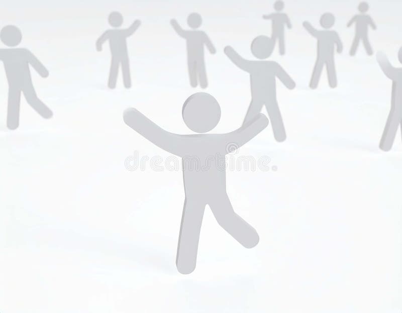 Human Figures Celebrate on a White Surface in a 3d Digital Landscape ...