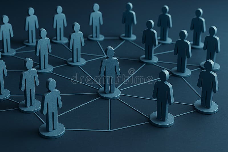 Human Figures Connected by Lines on Dark Background Forming a Social ...