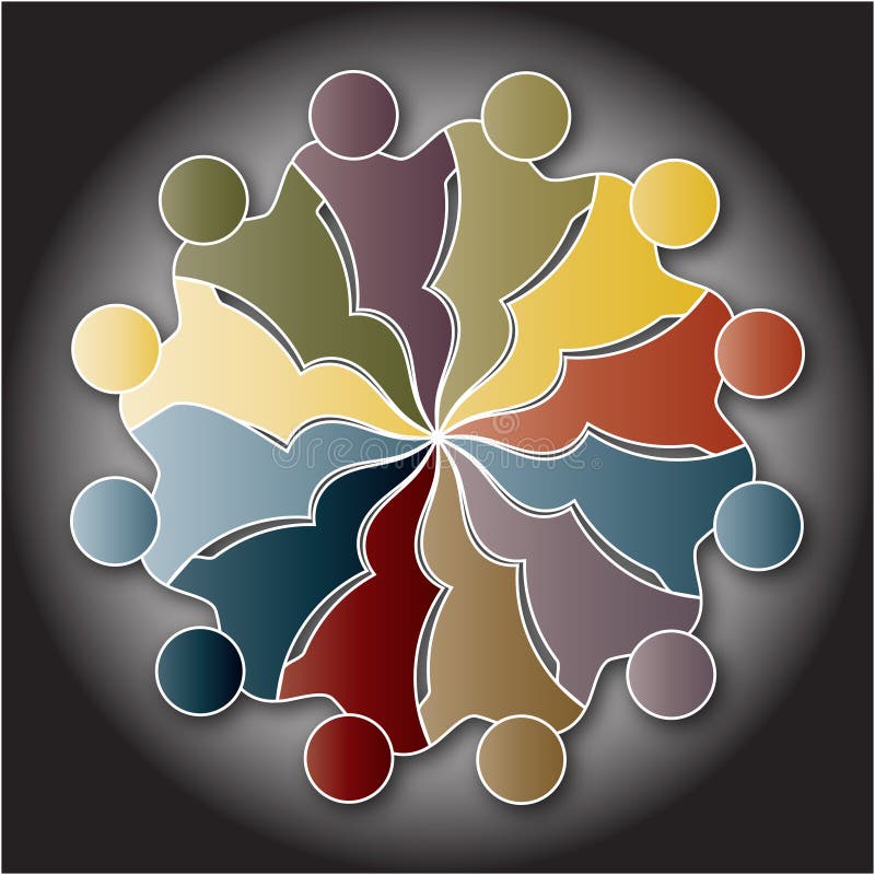 Human Figures Create Teamwork Circle Stock Illustration - Illustration ...