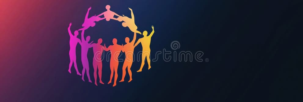 Human Figures Creating a Circular Unity Symbol in a Minimalistic Design ...