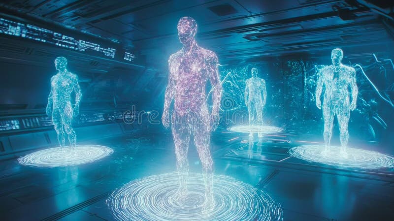 Human Figures on a Futuristic Interface Symbolize Precision and ...