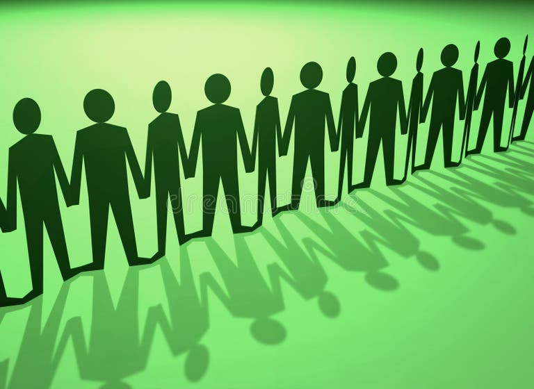 Human Figures Holding Hands in a Row Stock Illustration - Illustration ...