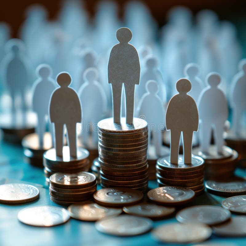 Handcrafted Miniature White Paper Figures Standing Around a Pile of ...