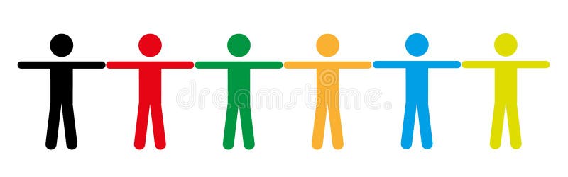 Human Figures in a Row, Vector Illustration Stock Illustration ...