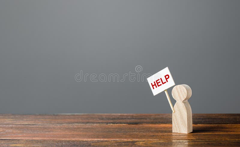 A Human Figurine Asking for Help. Support and Assistance, Providing ...