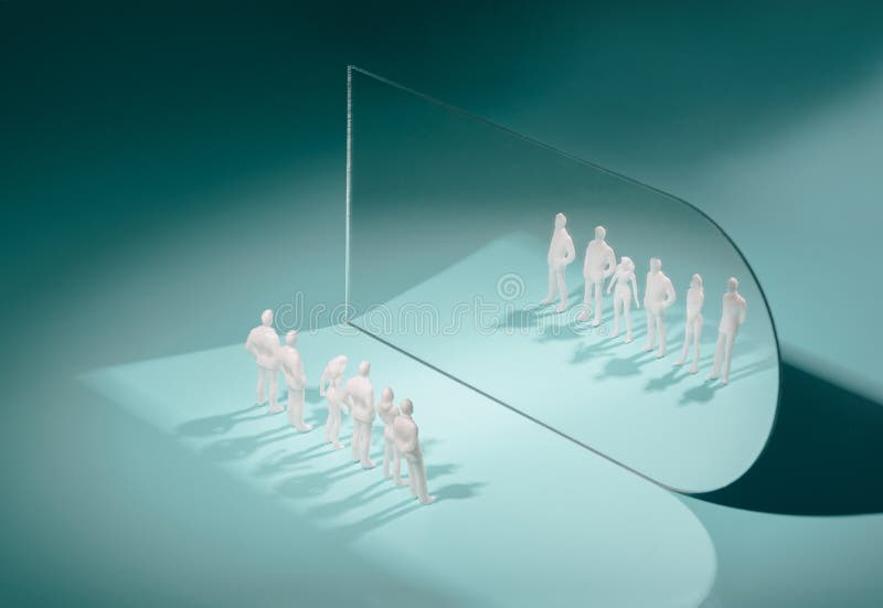 Human Figurines Reflecting in the Mirror. Stock Image - Image of cute ...