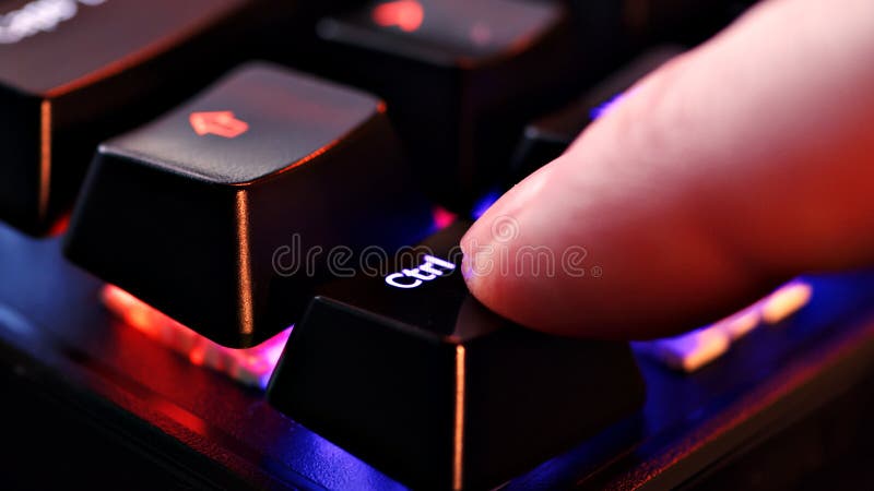 Human Finger Clicks on the Control Key on the Computer Keyboard, Close ...