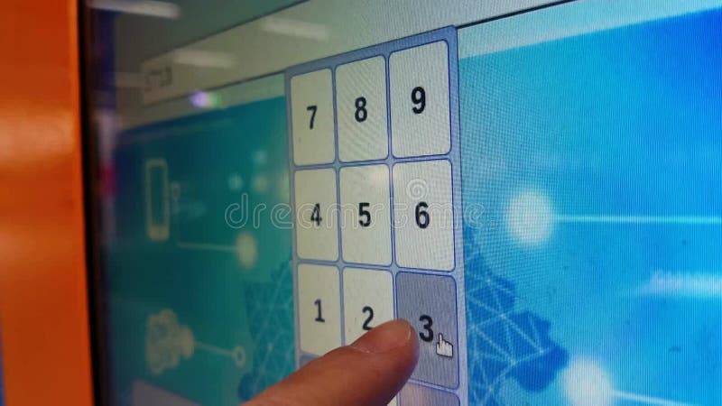 Human Finger Enters Parcel Code on Screen and Picks Up Parcel from ...