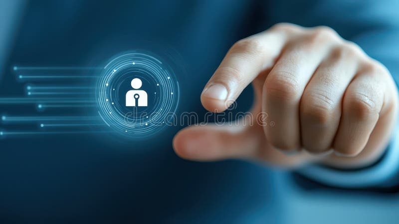 Human Finger Initiating Action by Pressing a Button, Symbol of ...