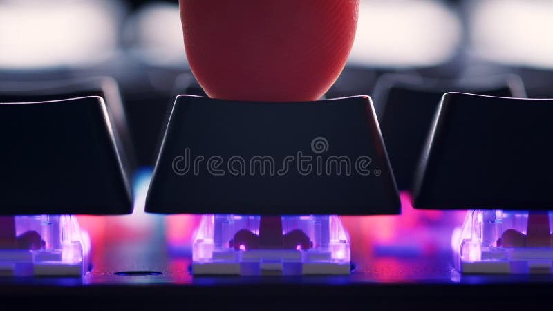 Human Finger is on the Keys on the Computer Keyboard, Close Up View ...