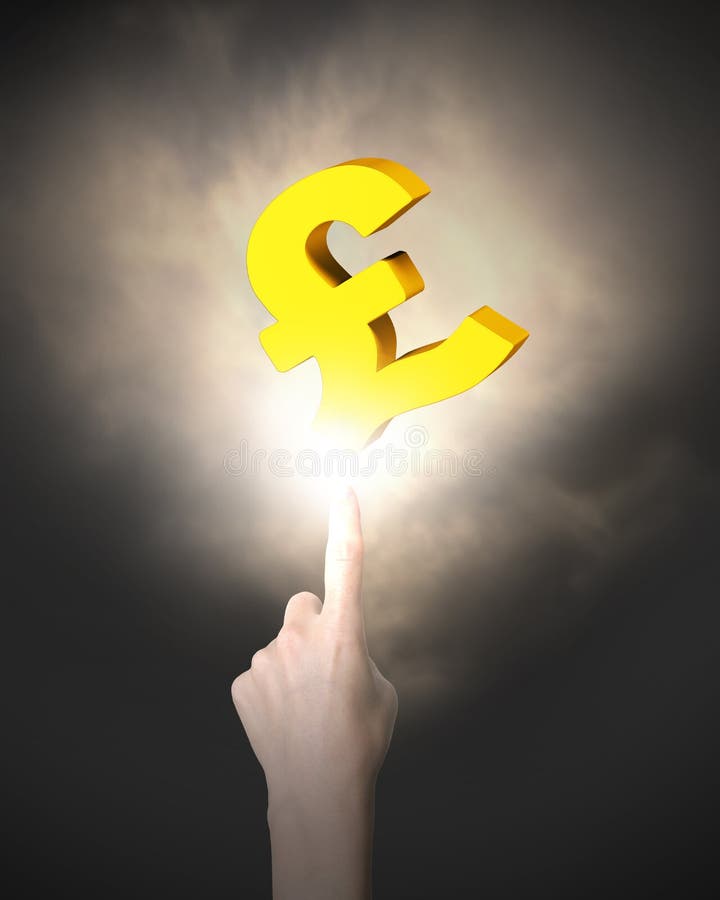 Human Finger Pointing at Illuminated Box of Business Graphs Stock Photo ...