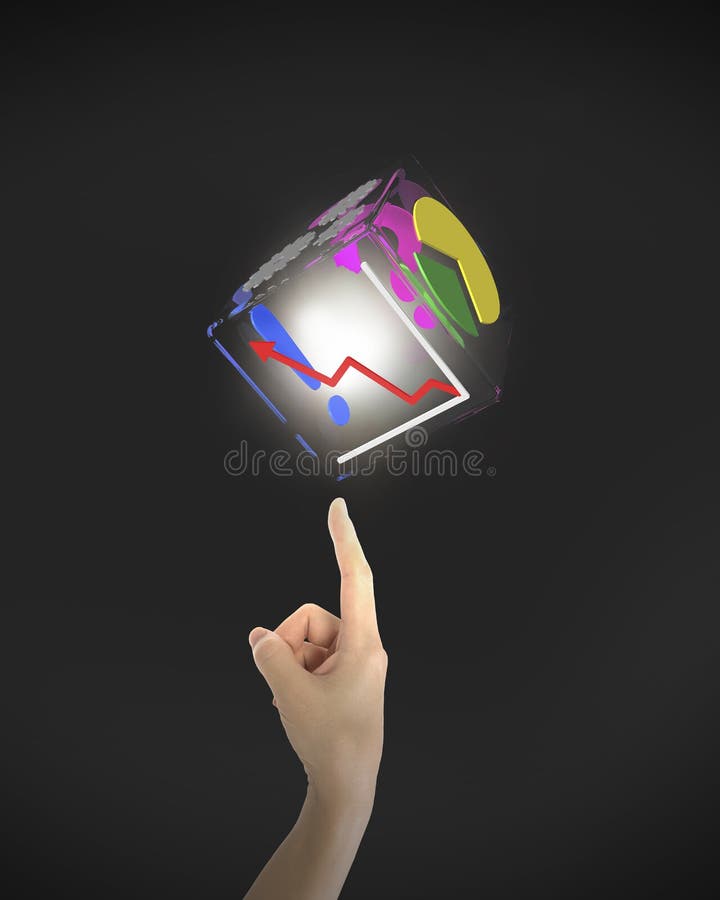 Human Finger Pointing Illuminated Box Business Graphs Stock Photos ...