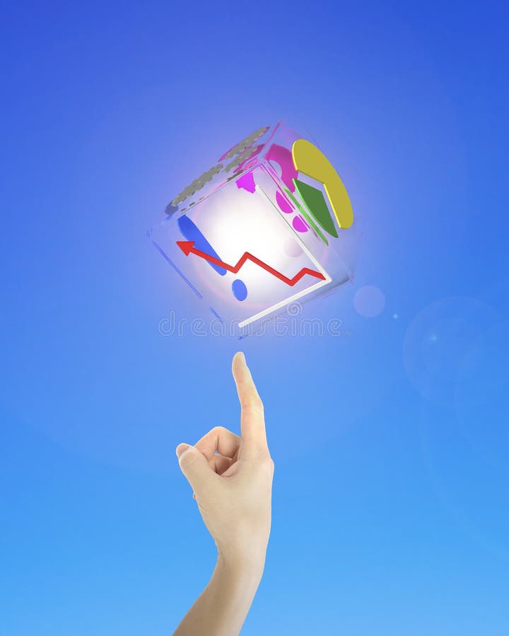 Human Finger Pointing Illuminated Box Business Graphs Stock Photos ...