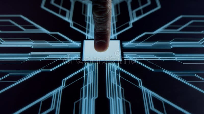 Human Pressing on Power Button To Start the Electrical Computer or ...