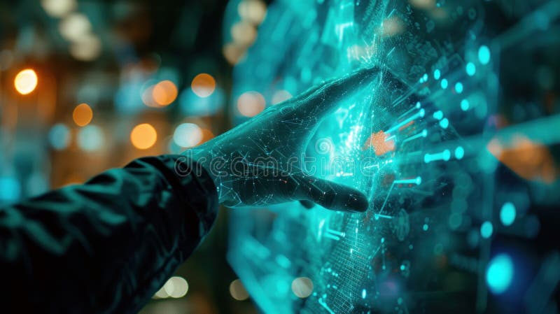 Human Finger Pushes Touch Screen Button and Activates Futuristic ...