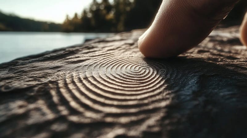 A Human Finger Touches a Textured Surface, Creating Concentric Ripple ...