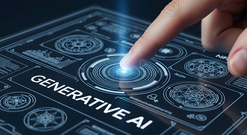 Human Finger Touching Generative AI Interface on Digital Display Stock ...