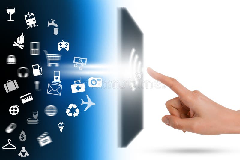 Human Finger Touching a Mobile Device Touchpad Stock Image - Image of ...