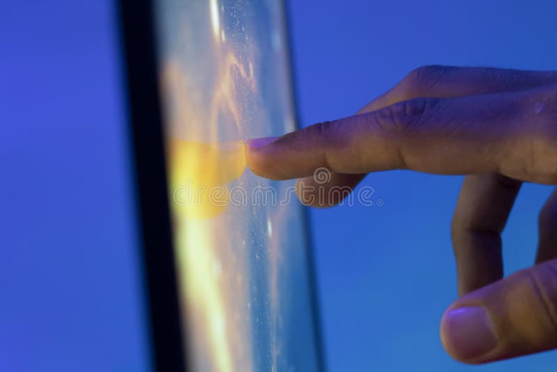 Human Finger Touching Screen Stock Photo - Image of console, play ...
