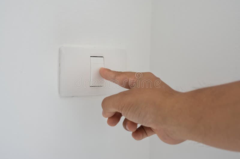 Human Hand is Turning on or Off Light Switch Stock Image - Image of ...