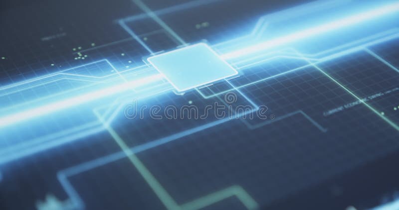 Touch Futuristic Screen Button and Activates Futuristic. 3d Animation ...