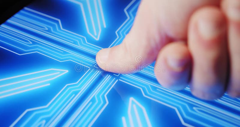 Human Finger Turns on Touch Screen Button and Activates Futuristic ...