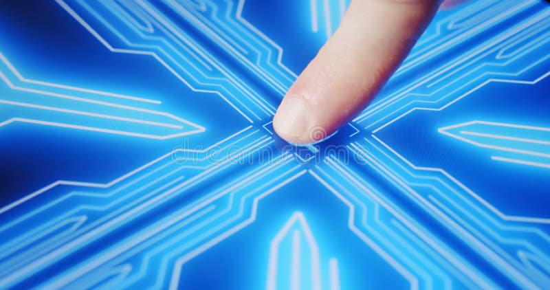 Human Finger Turns on Touch Screen Button and Activates Futuristic ...