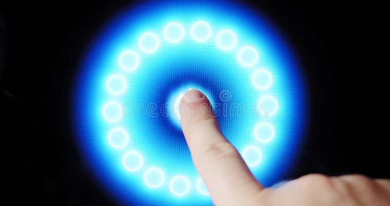 Human Finger Turns on Touch Screen Button and Activates Futuristic ...