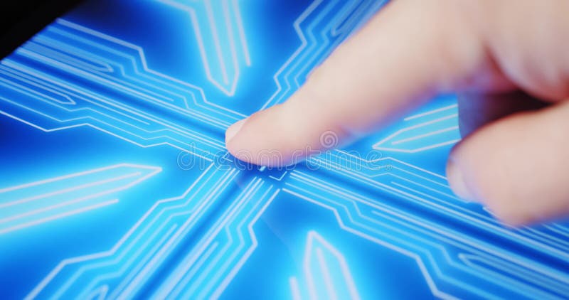 Human Finger Turns on Touch Screen Button and Activates Futuristic ...