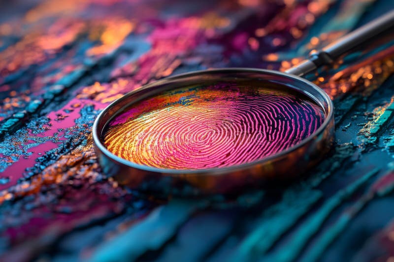 The Human Fingerprint is Scanned by the Identification System Interface ...