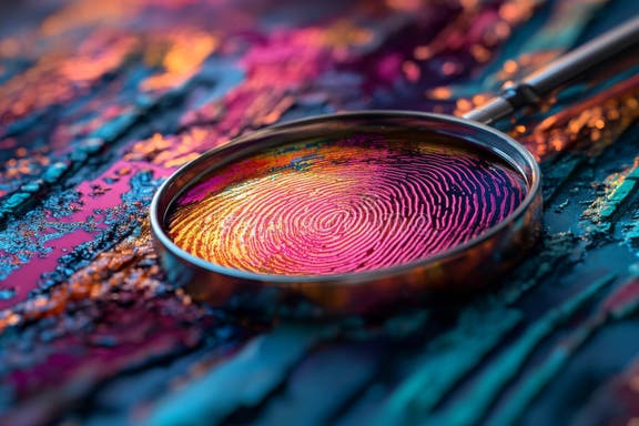 The Human Fingerprint is Scanned by the Identification System Interface ...