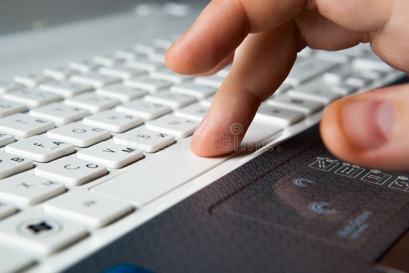 Human Fingers on the Notebook Keyboard Stock Image - Image of closeup ...