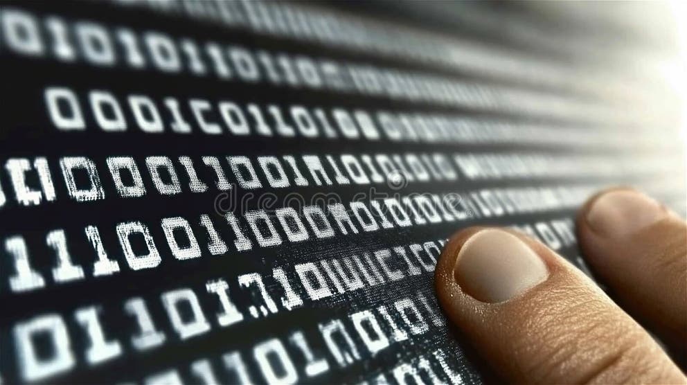 Human Fingers Touch on Binary Code Number. Generative AI Stock Illustration - Illustration of ...