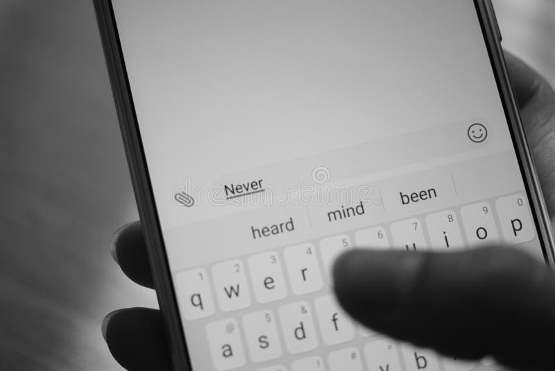 Human Fingers Typing on a Smartphone Screen a Message Never. BW Photo ...