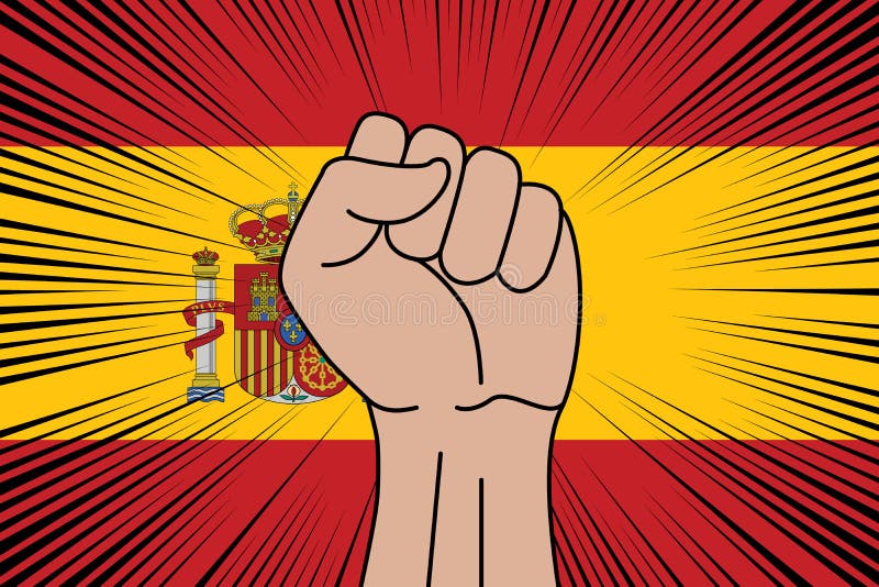 Human Fist Clenched Symbol on Flag of Spain Stock Illustration ... Human Fist Clenched Symbol on Flag of Spain Stock Illustration ...
