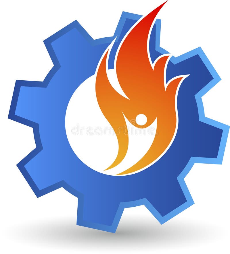 Gear flame fire logo stock illustration. Illustration of identity ...