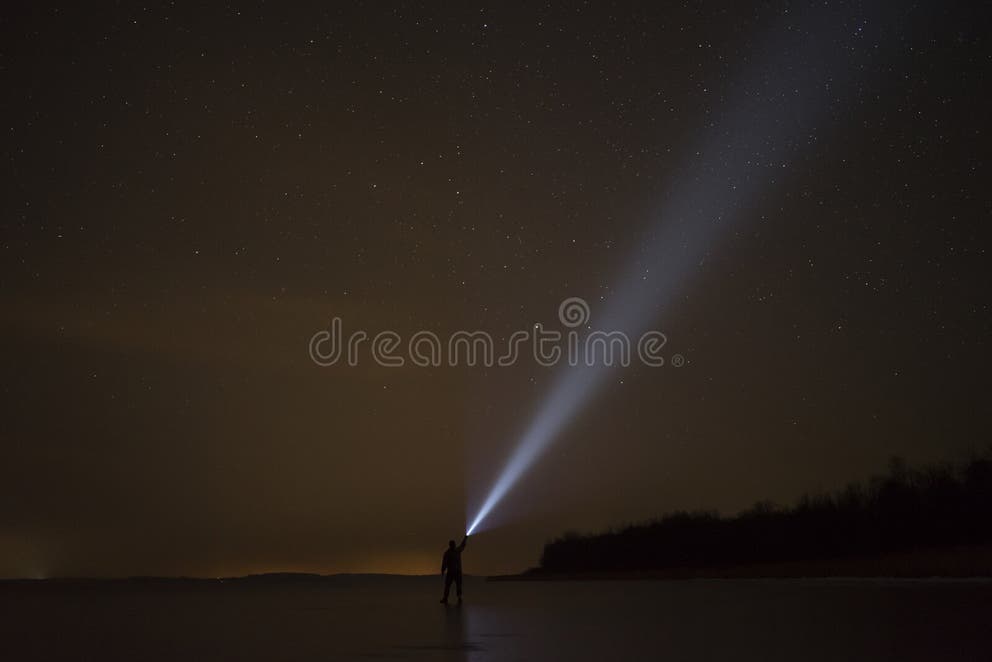Human with flashlight stock photo. Image of night, world - 84989108