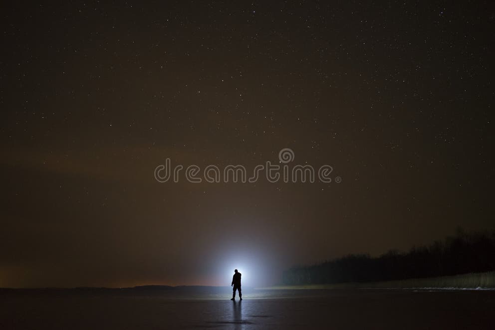 Human with flashlight stock photo. Image of winter, shadow - 84985200