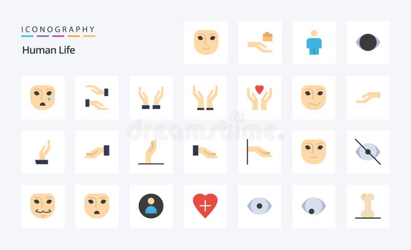 25 Human Flat Color Icon Pack Stock Vector - Illustration of cheerful ...