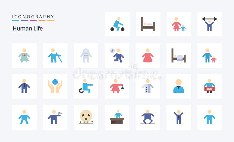 25 Human Flat Color Icon Pack Stock Vector - Illustration of ...